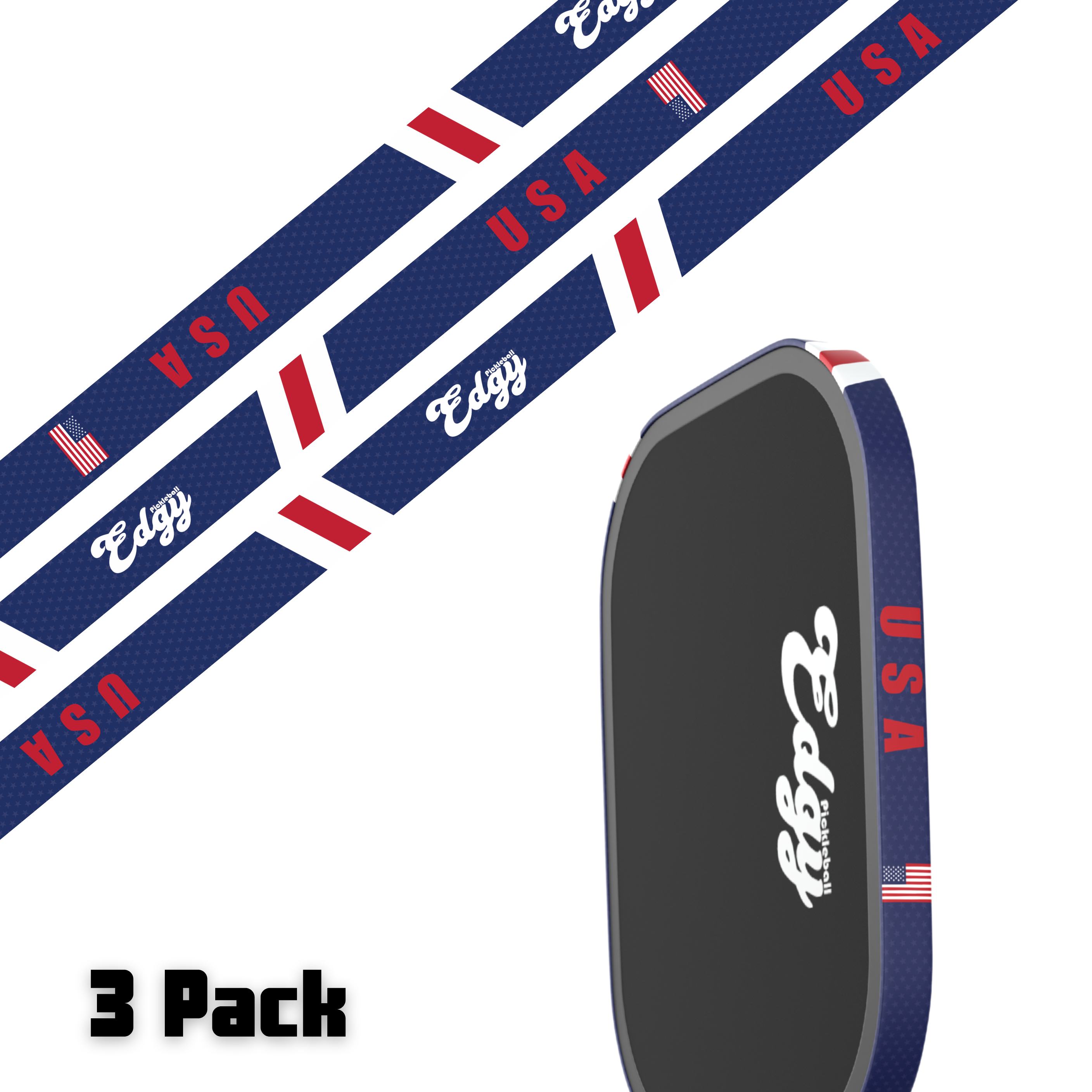 Stars & Stripes Edge Tape (3 pack) - Pickleball Paddle Edge Tape – Edgy ...